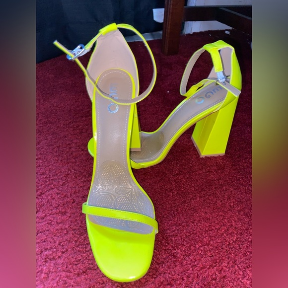EGO | Shoes | Square Block Heel Neon Yellow | Poshmark